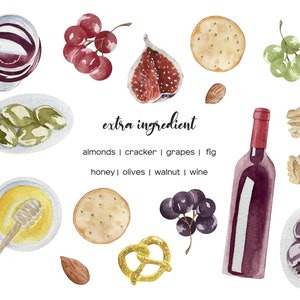 Watercolor Cheese Clipart, Wine and Cheese Illustration, Cheese Plate ...