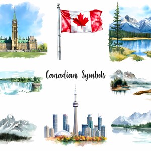 Watercolor Canada Clipart Canadian Elements and Symbols PNG ...