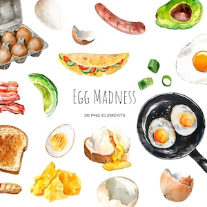 Watercolor Eggs Clipart. Types of Eggs. Watercolor Breakfast 36 PNG ...