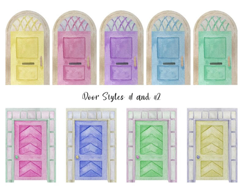 Watercolor Cottage Front Door Clipart: Rustic Illustration (PNG, PDF ...