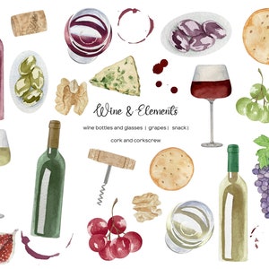 Watercolor Wine Clipart. Red and White Wine Illustration. Wine Lover ...
