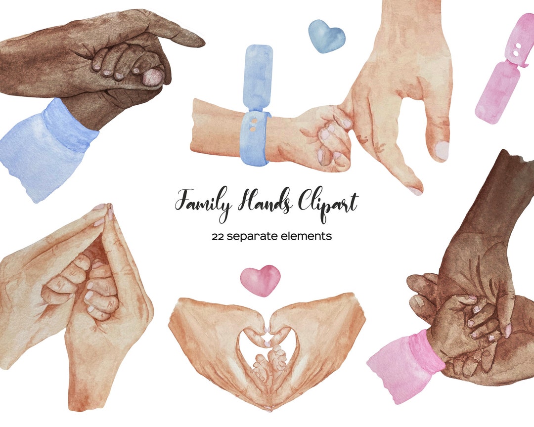 Watercolor Family Hands Clipart. Family Holding Hands in Hands. New ...