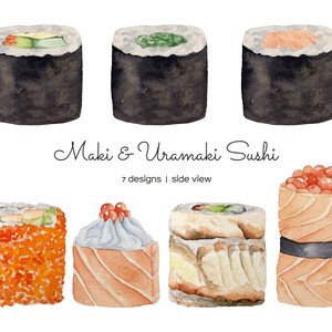 Watercolor Sushi Clipart: Japanese Food Illustrations (30 PNG) - Etsy
