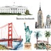 Watercolor USA Clipart: American Landmarks & Symbols (PNG) - Etsy