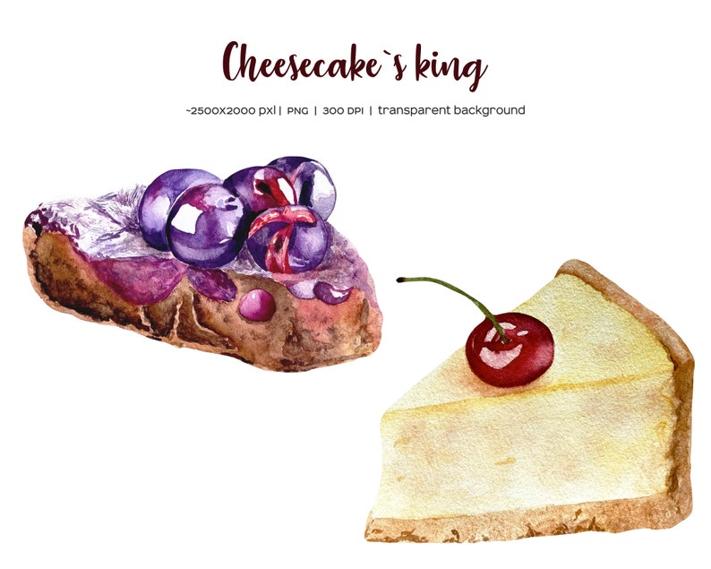 Watercolor Cheesecake Clipart. Cheesecake Clip Art. Bakery Illustration ...