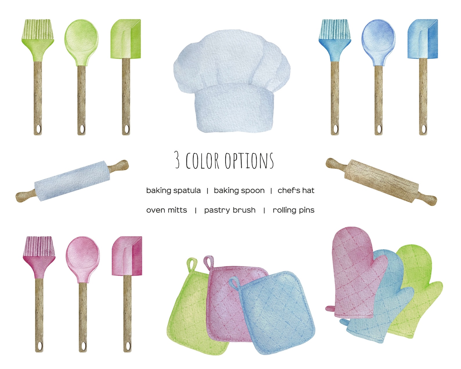 Watercolor Bakery Mixer Clipart. Baking Supplies Clip Art. Kitchen ...
