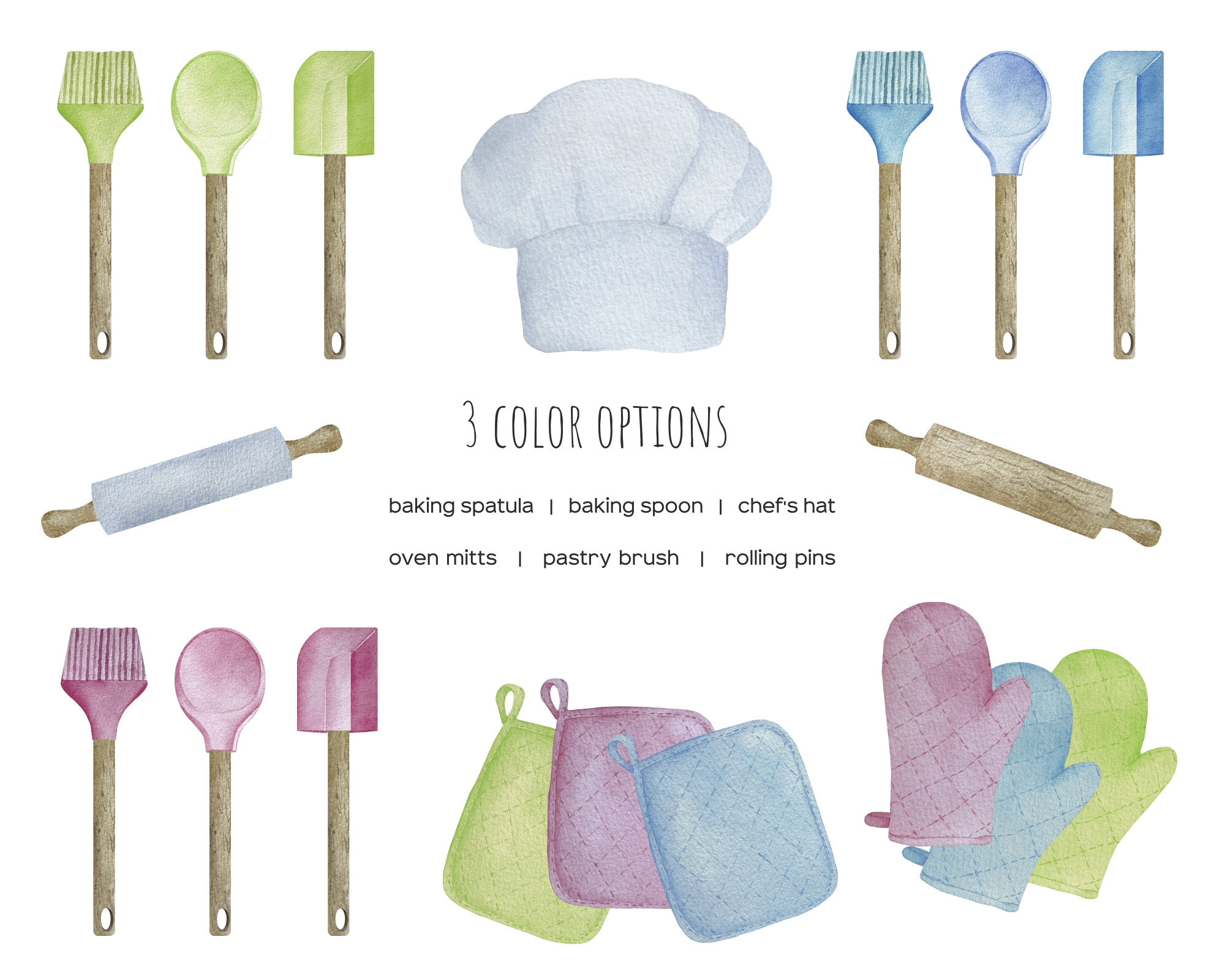 Watercolor Bakery Mixer Clipart. Baking Supplies Clip Art. Kitchen ...