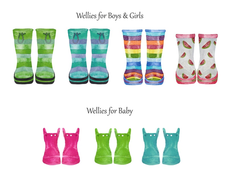 Watercolor Family Welly Boot Clipart for Personalised Family Print ...