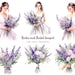 Watercolor Lavender Wedding Clipart: Bride, Groom, Decor (PNG) (digital ...