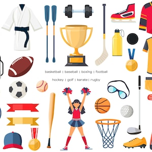 Sports Equipment Clipart: 32 PNG Illustrations (digital Download) - Etsy