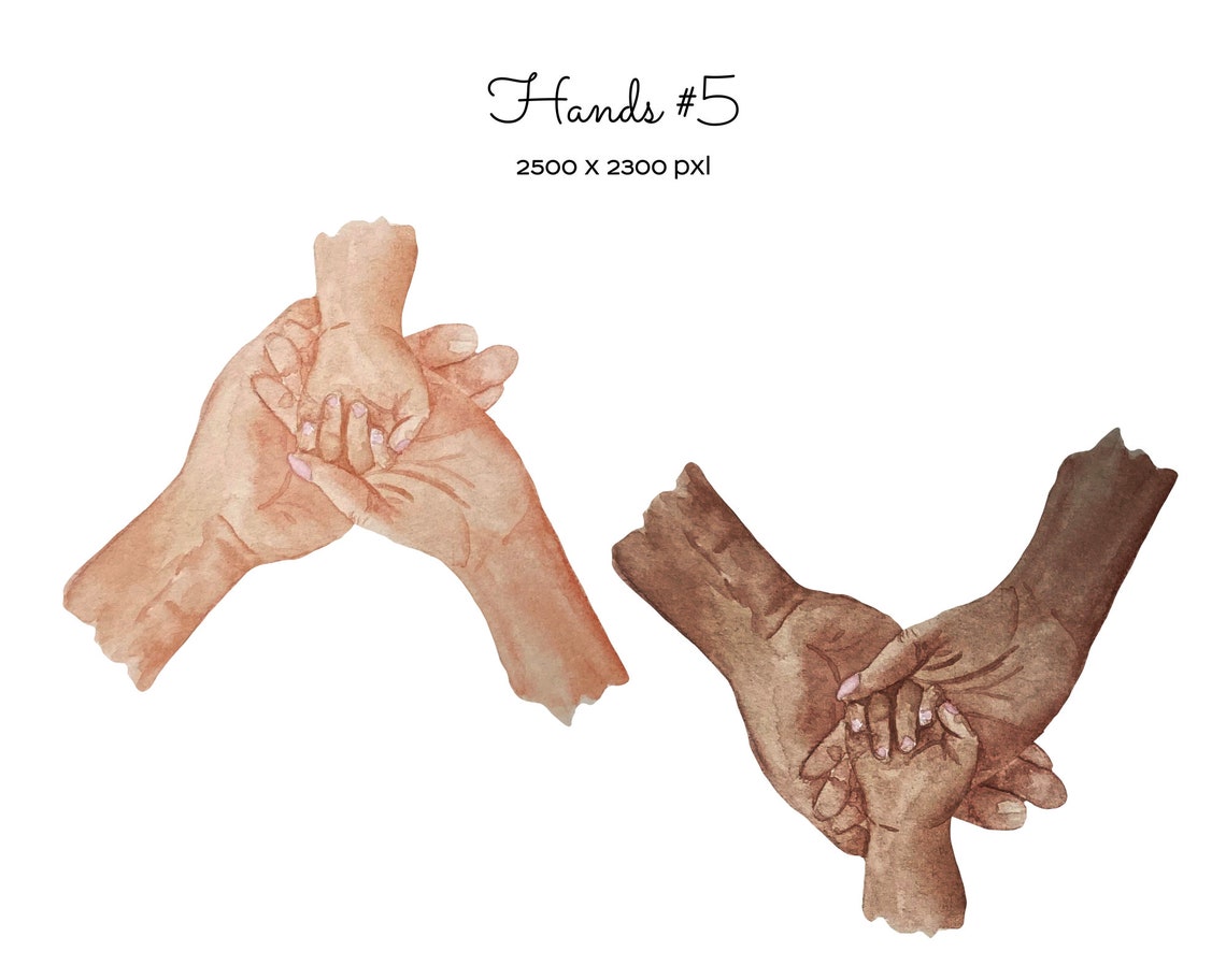 Watercolor Family Hands Clipart. Family Holding Hands in Hands. New ...