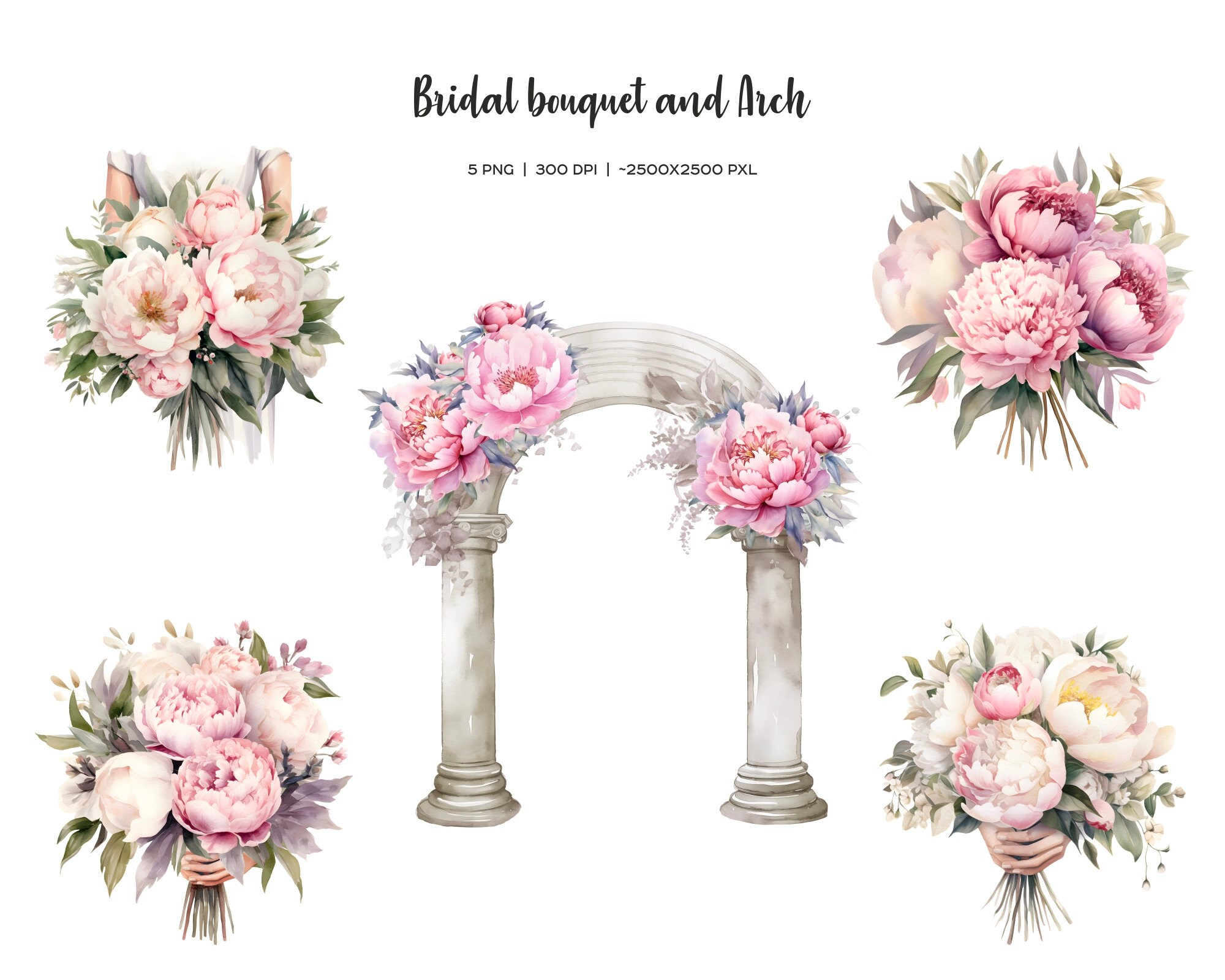 Watercolor Vintage Wedding Clipart. Retro Wedding Theme Clip Art ...