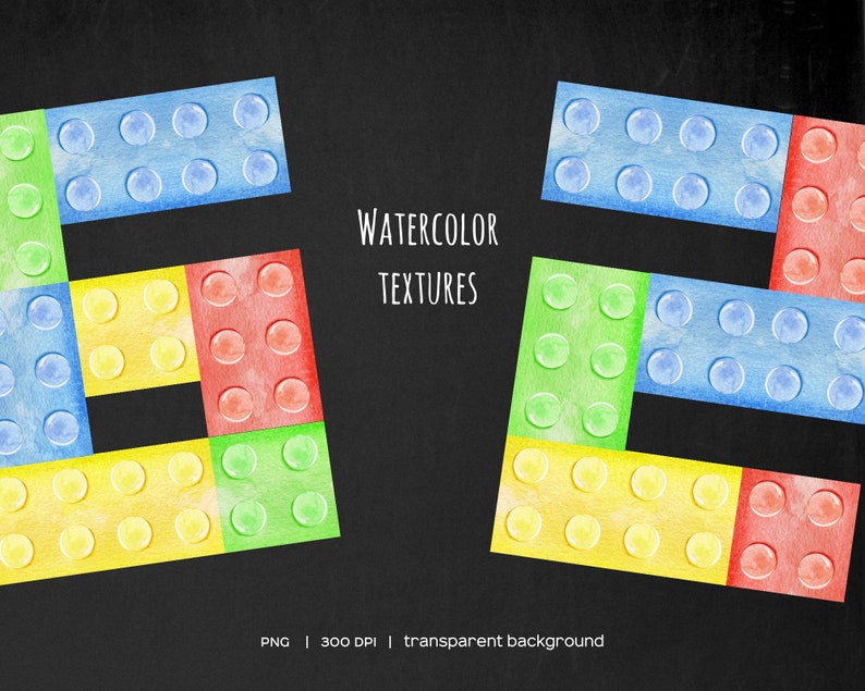 Watercolor Building Bricks Numbers Clipart: Toy Bricks PNG (digital ...