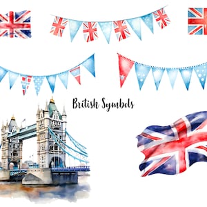 Watercolor UK Clipart: British Symbols PNG (digital Download) - Etsy