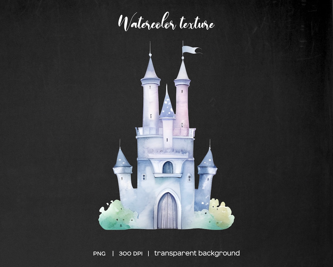 Watercolor Fairytale Castle Clipart. Princess Pink and Purple Castles ...