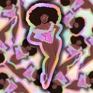 Retro Pin-up Girl pretty in Pink Sticker, Pinup Stickers, Retro Style ...