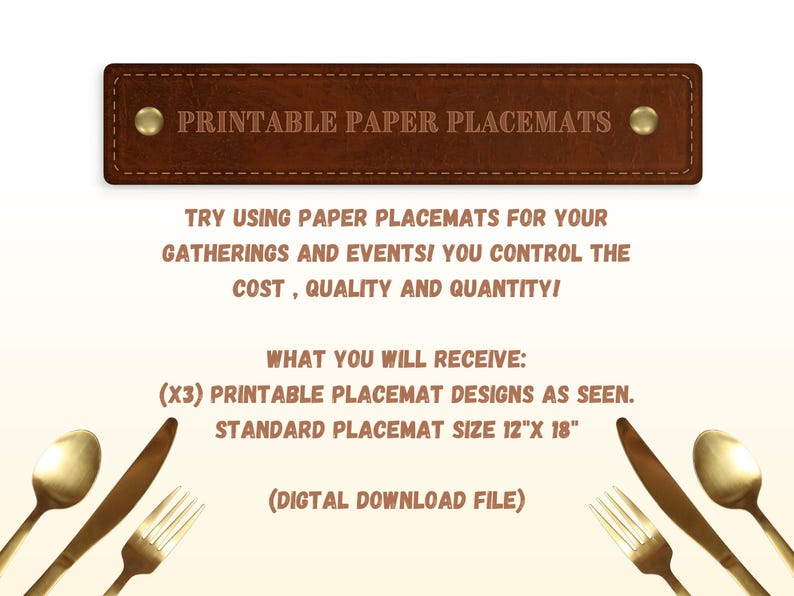 Paper Placemats Wedding | Instant Download | Printable | Digital - Etsy