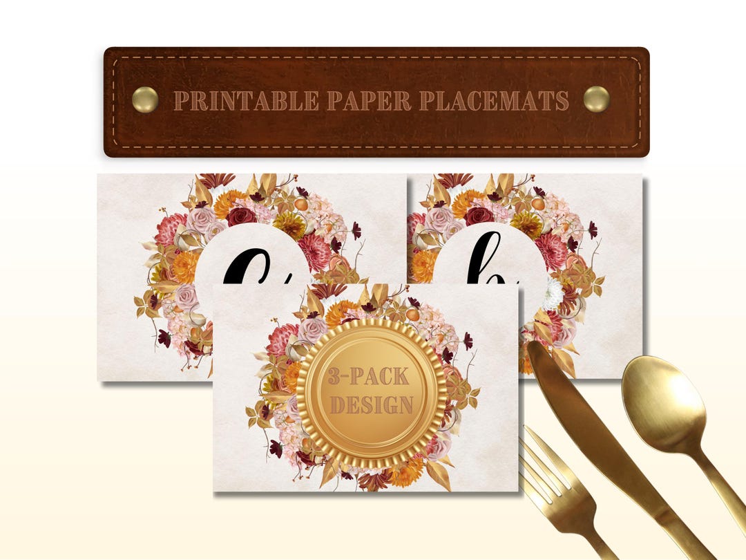 Paper Placemats | Initials 26 Letters | Instant Download | Printable ...