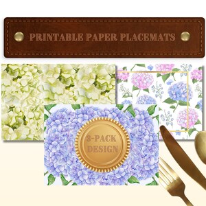 Paper Placemats | Hydrangeas | Instant Download | Printable | Digital ...