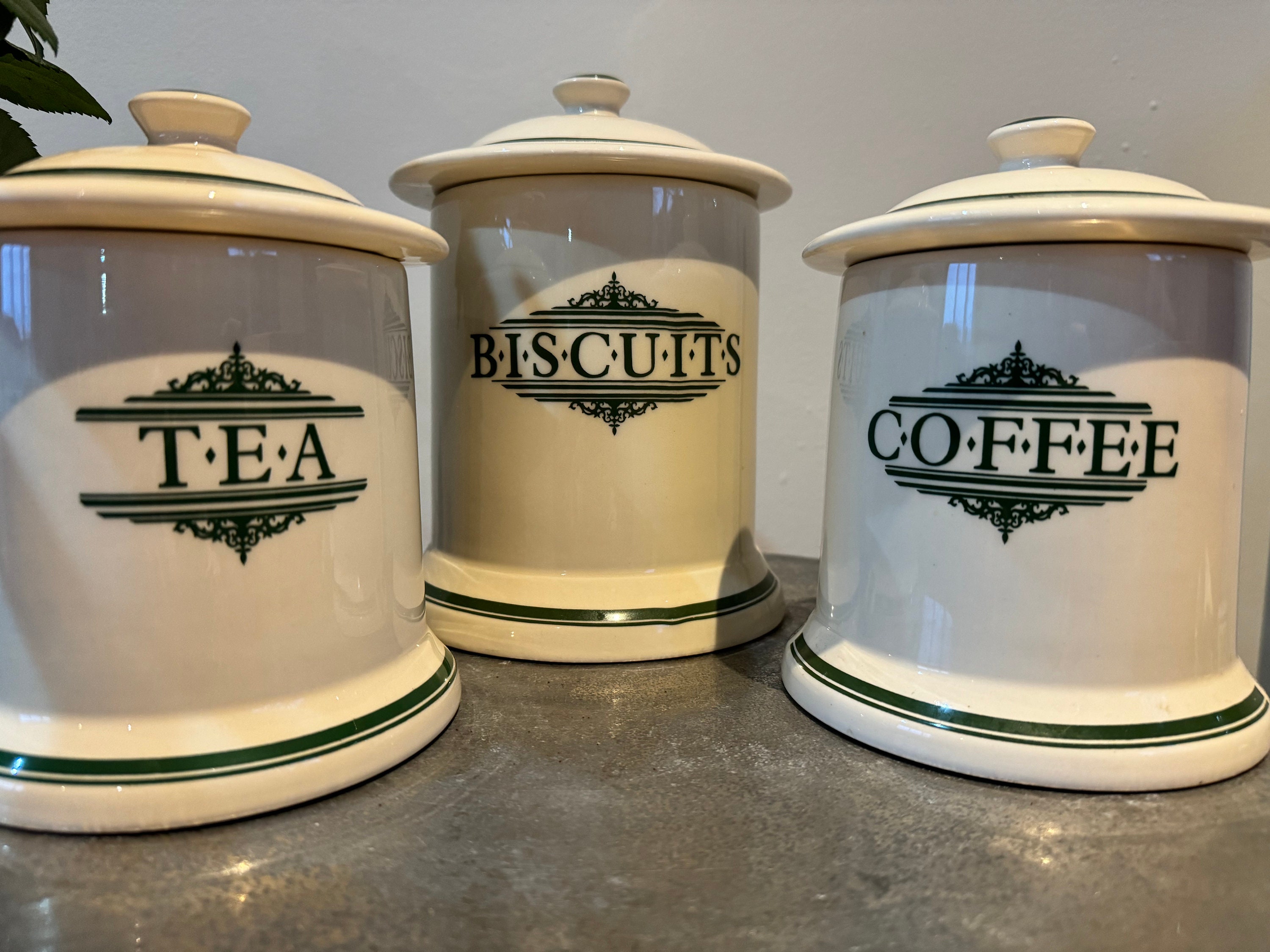 1869 Victorian Pottery Storage Jar Set. Coffee, Tea and Biscuit Jar ...