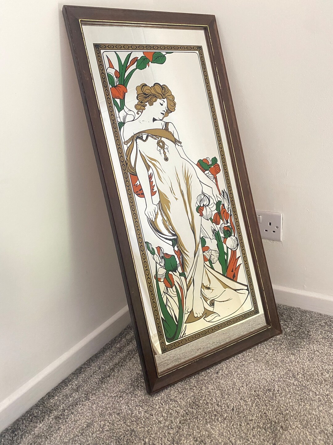Vintage Lady Art Print Mirror/ Art Nouveau/ Alphonso Mucca Style - Etsy