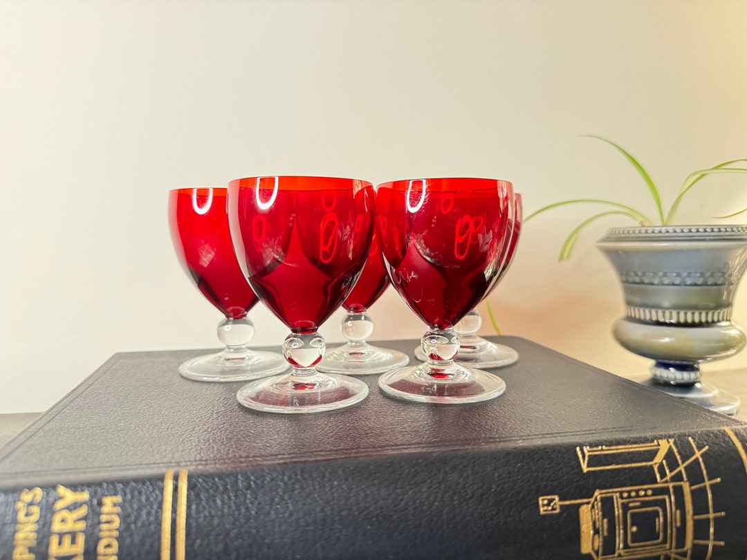 Small Ruby Red Crystal Wine Glasses/ Aperitif/ Port/ Sherry/ Liquer ...