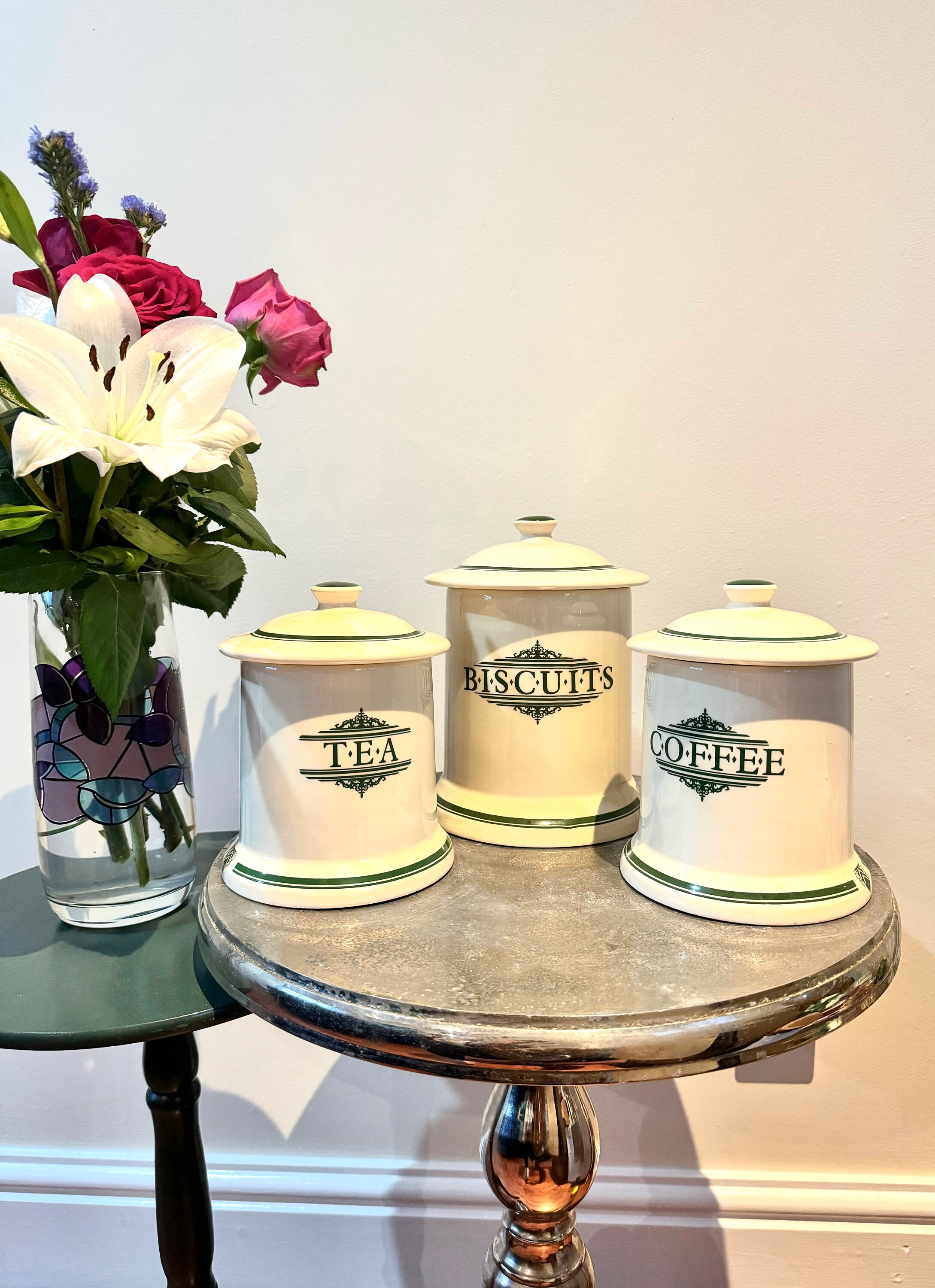 1869 Victorian Pottery Storage Jar Set. Coffee, Tea and Biscuit Jar ...