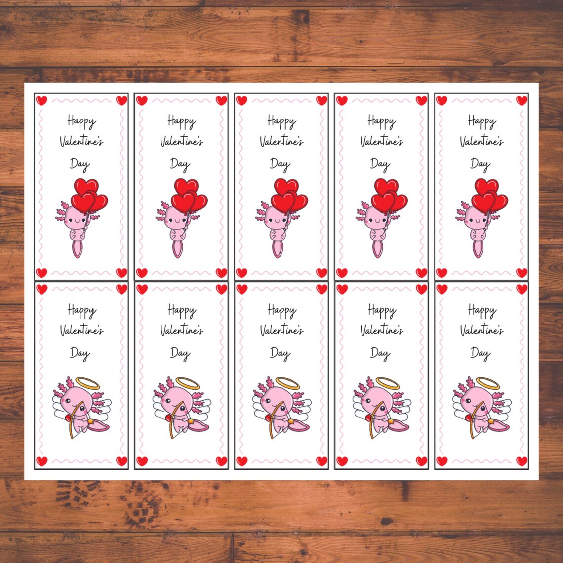 Printable Valentine's Cards-axolotl - Etsy