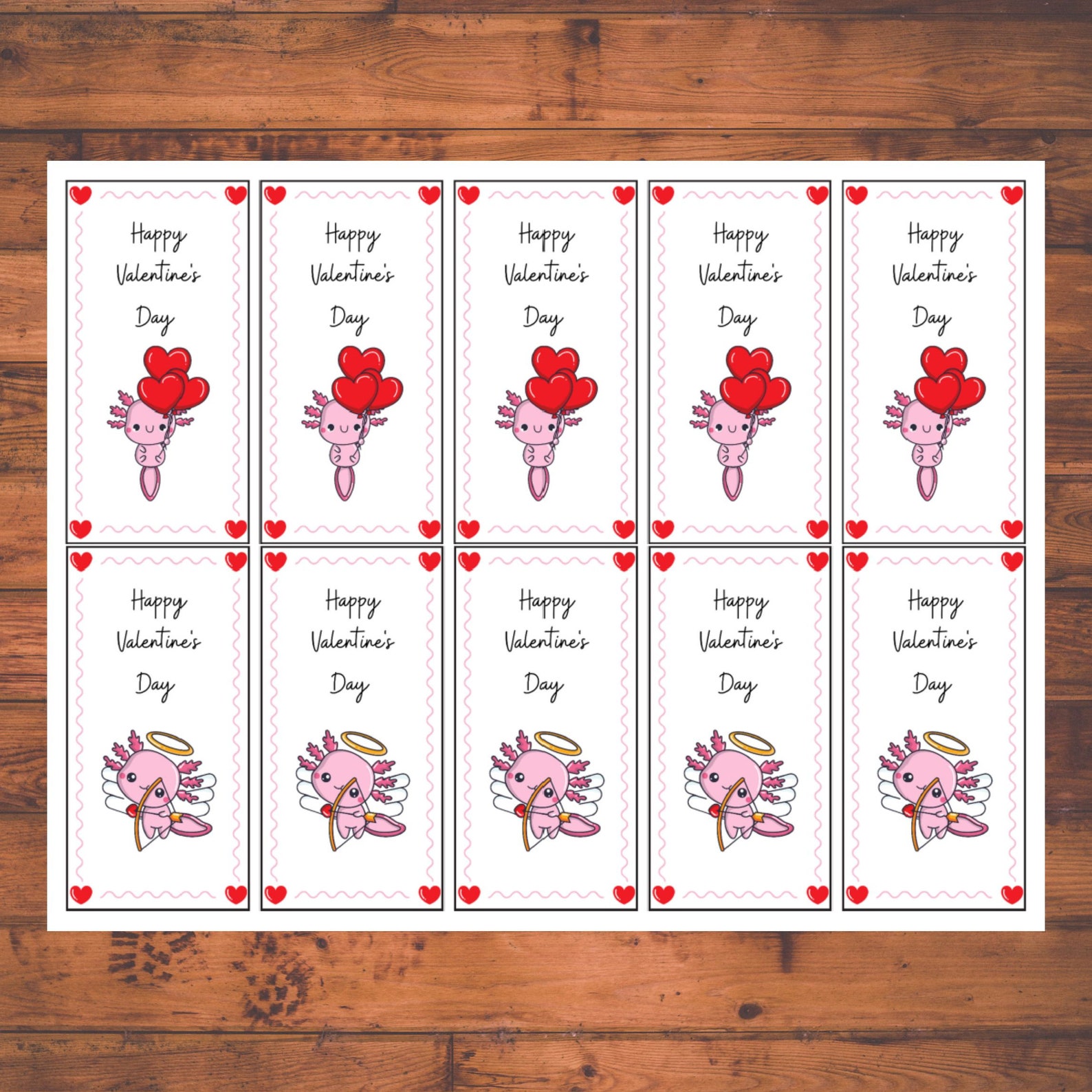 Printable Valentine's Cards-axolotl - Etsy