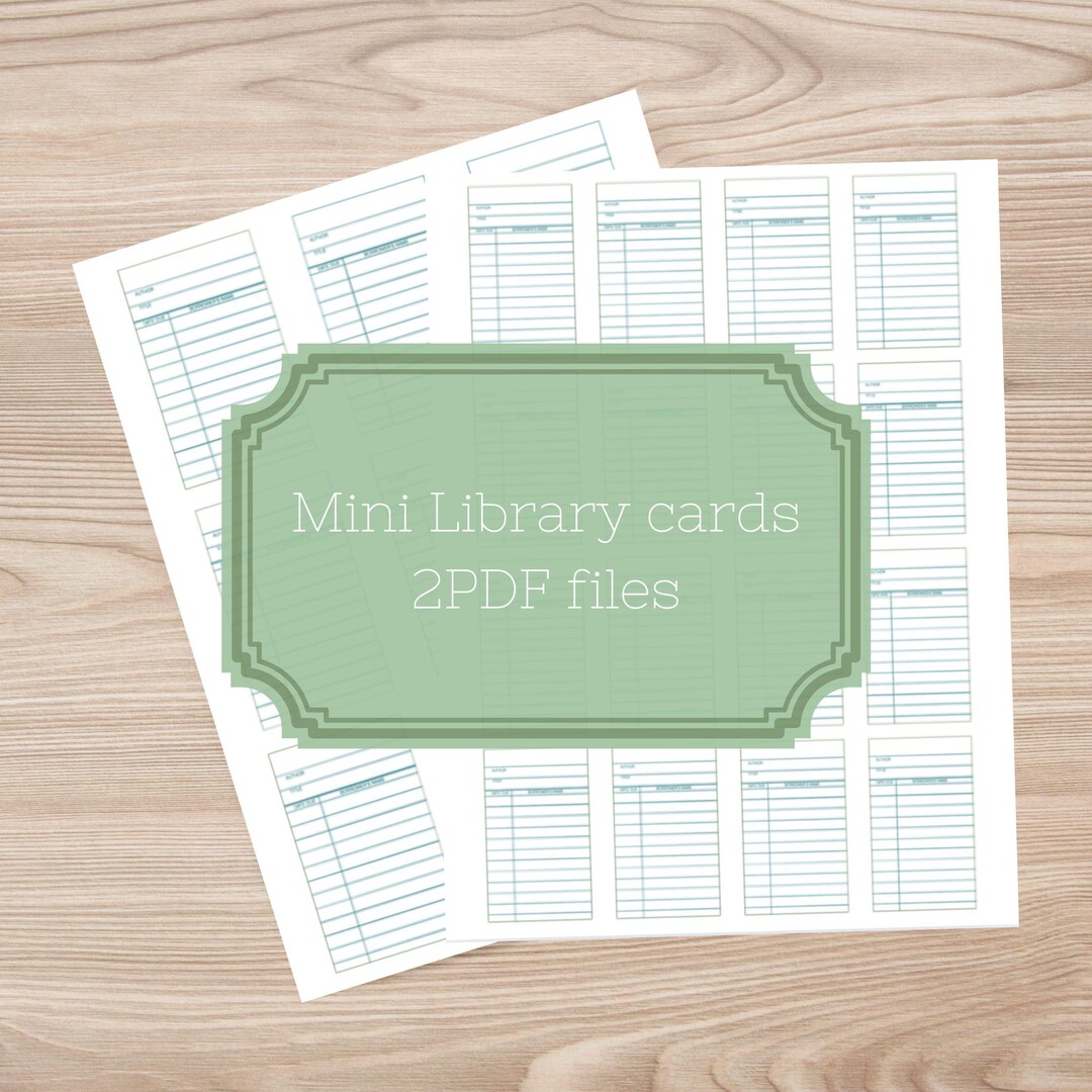 Printable Mini Library Cards 2 Sizes - Etsy