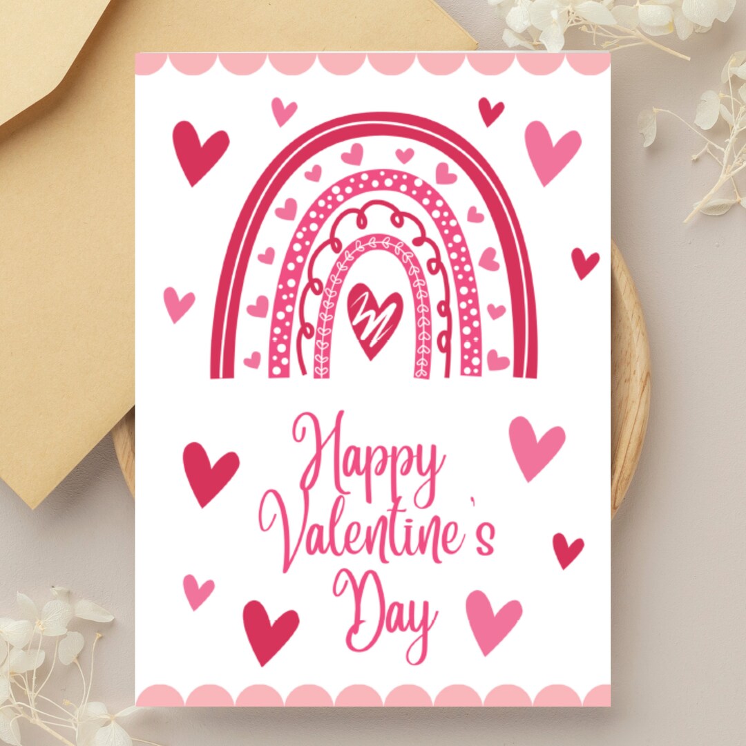 Pink Valentine Card-downloadable Card - Etsy