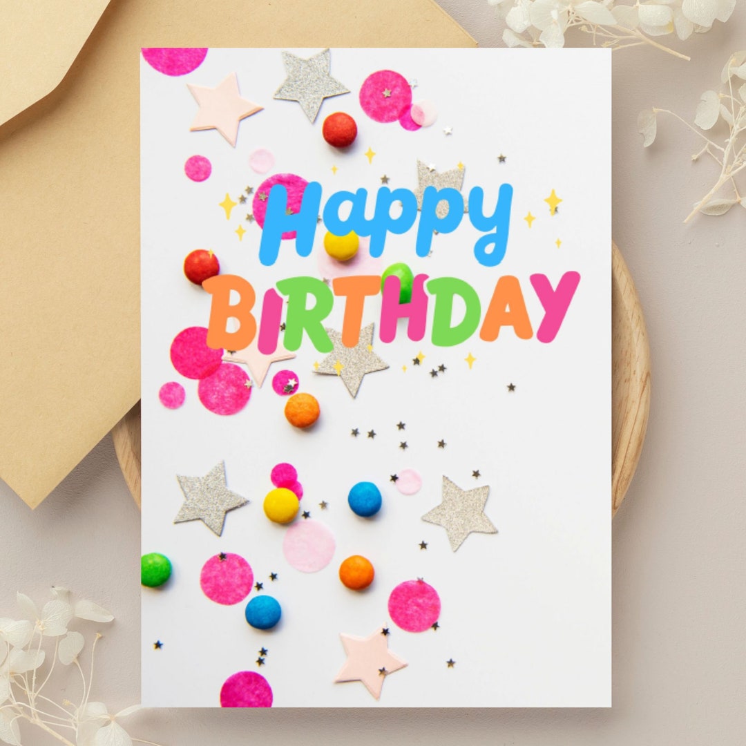 Happy Birthday Card-sprinkles-downloadable - Etsy