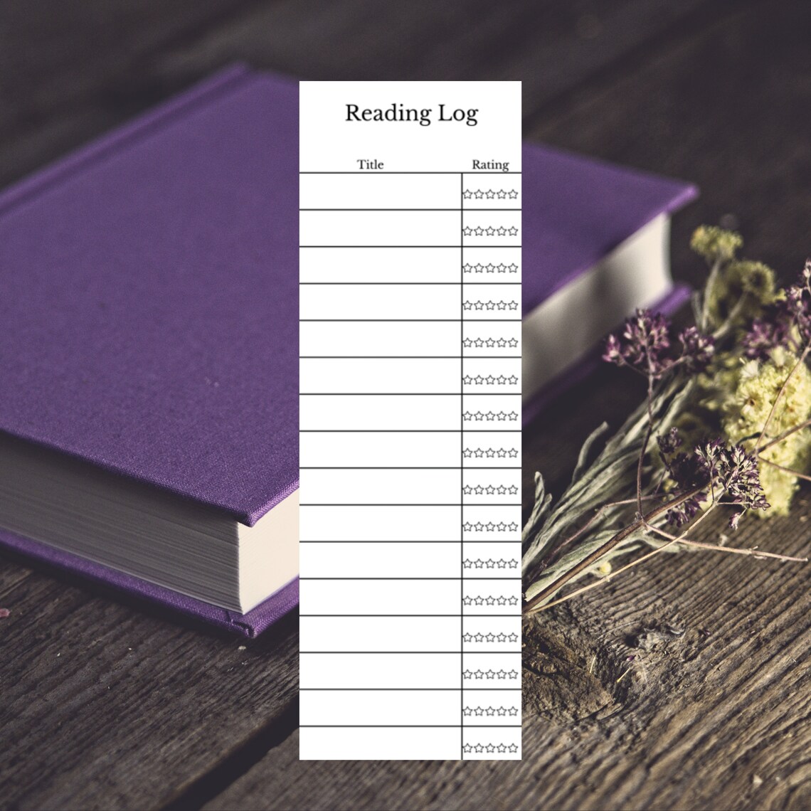Reading Log Bookmark-printable File - Etsy