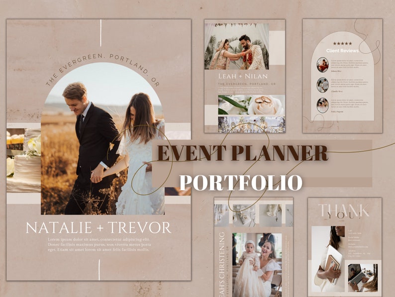 Event Planner Portfolio Templates: Marble Pink Theme (canva Editable ...