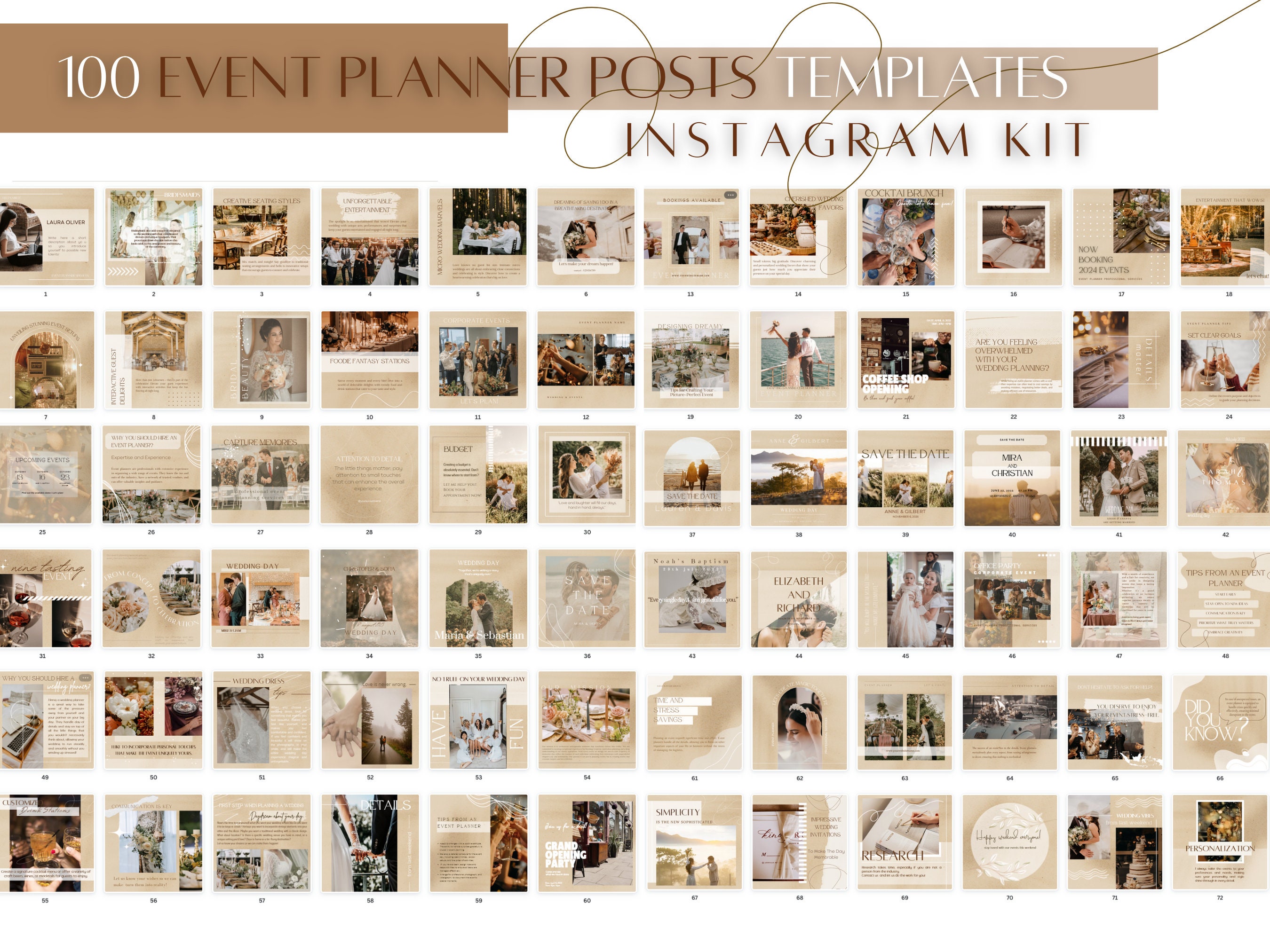 EVENT PLANNER Templates for Instagram / 200 Fully Editable in Canva ...