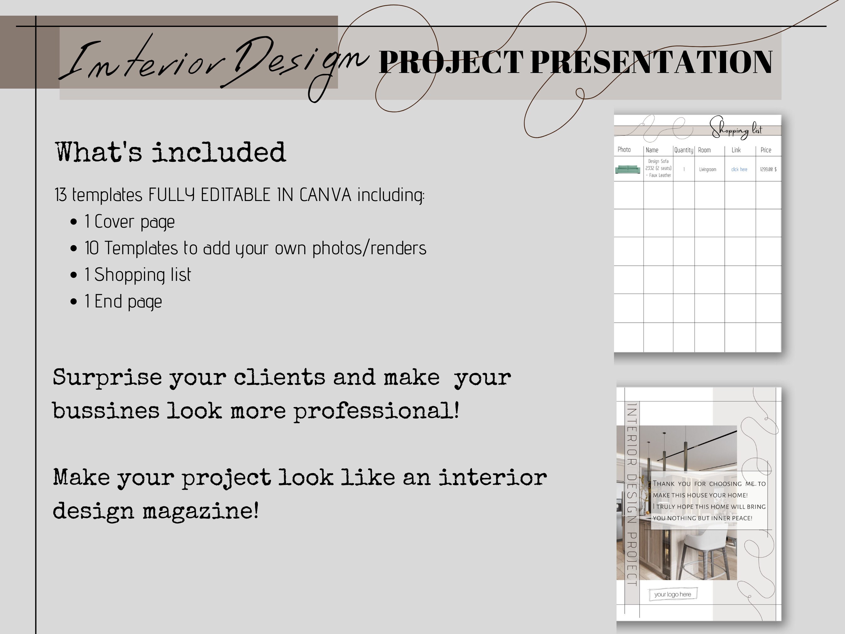 Interior Design Project Presentation Templates: Canva Moodboard ...