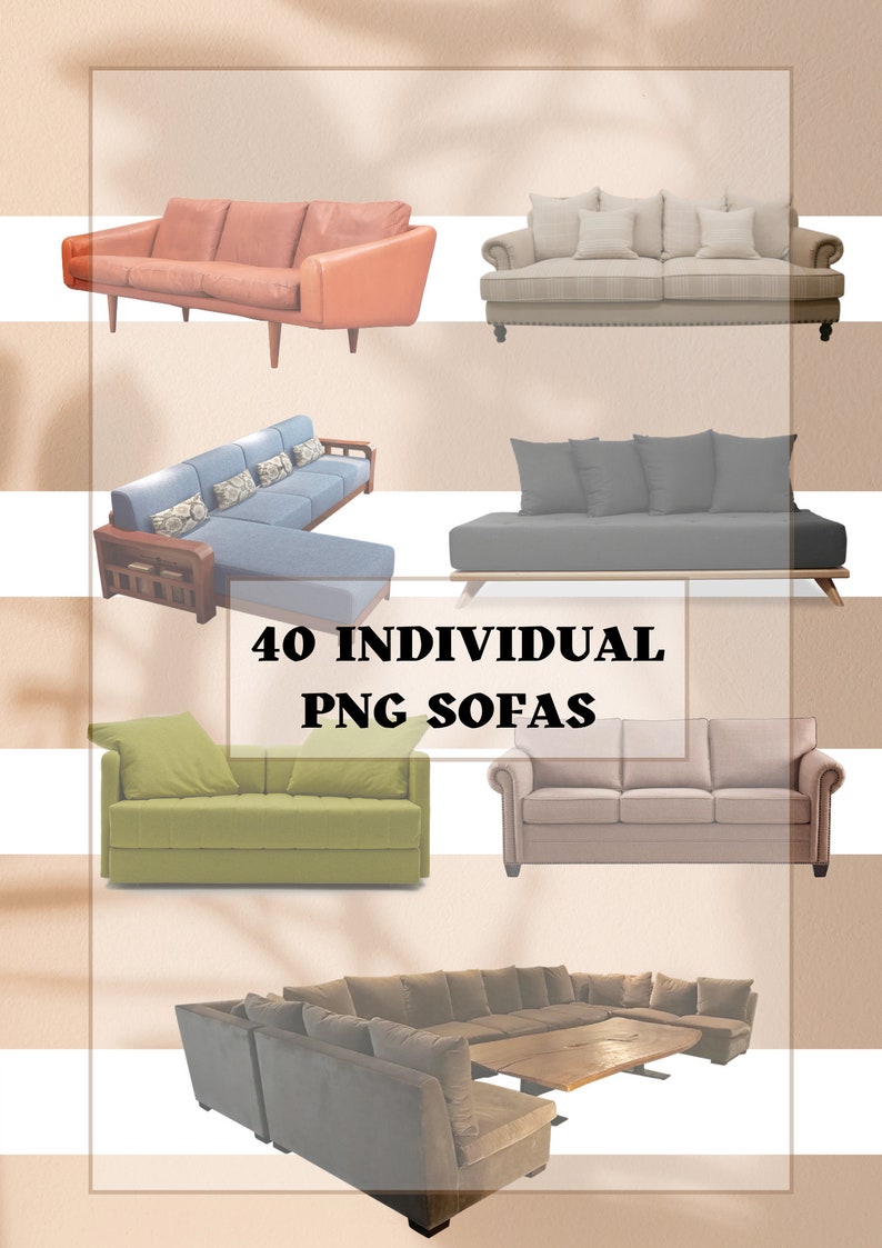 40 SOFAS Individual PNG / Photoshop Transparent PNG/ Interior Design ...