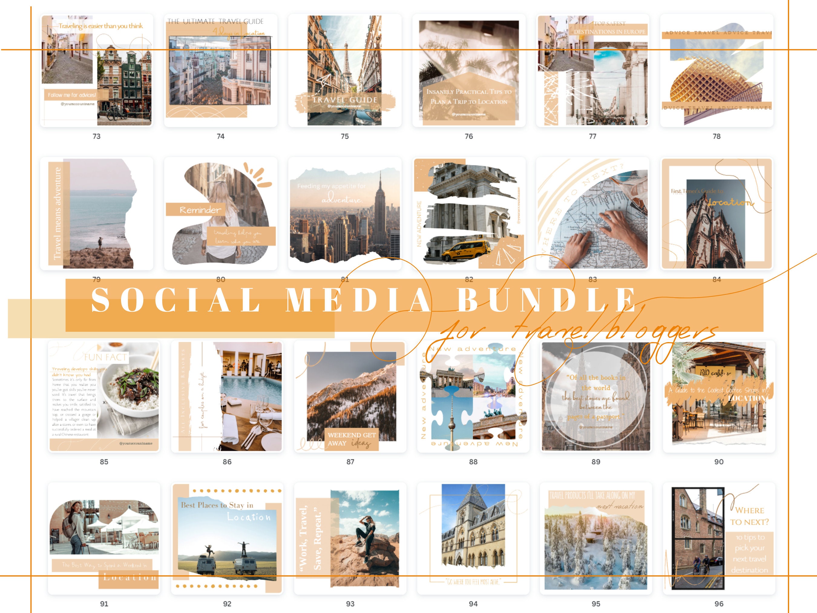 TRAVEL POSTS for Instagram Kit/fully Editable Canva Templates/ Ideas to ...