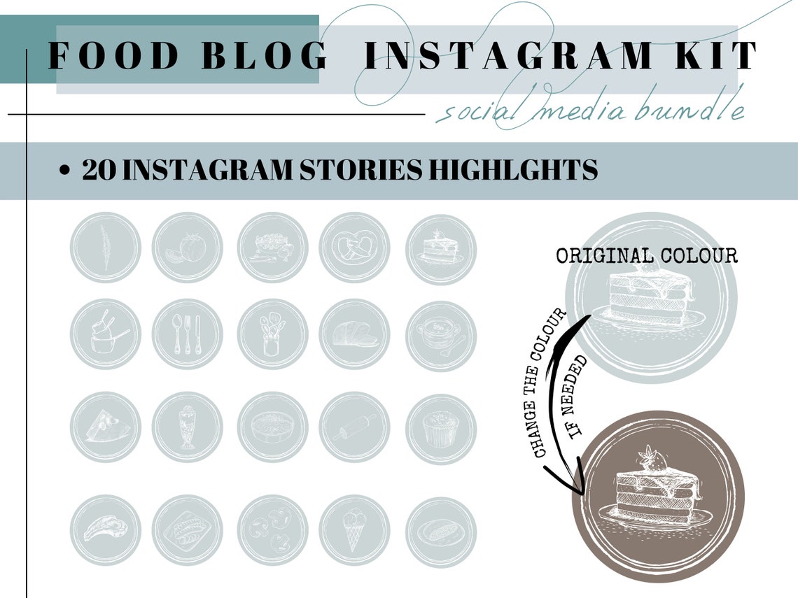 FOOD Blog INSTAGRAM Templates / Story Highlights / Fully Editable ...