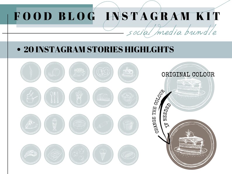 FOOD Blog INSTAGRAM Templates / Story Highlights / Fully Editable ...