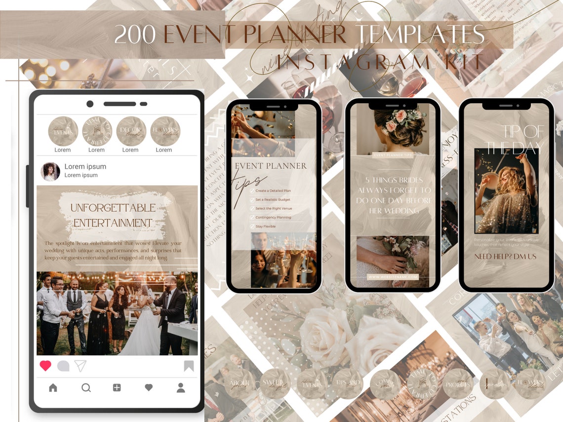 EVENT PLANNER Templates for Instagram / 200 Fully Editable in Canva ...