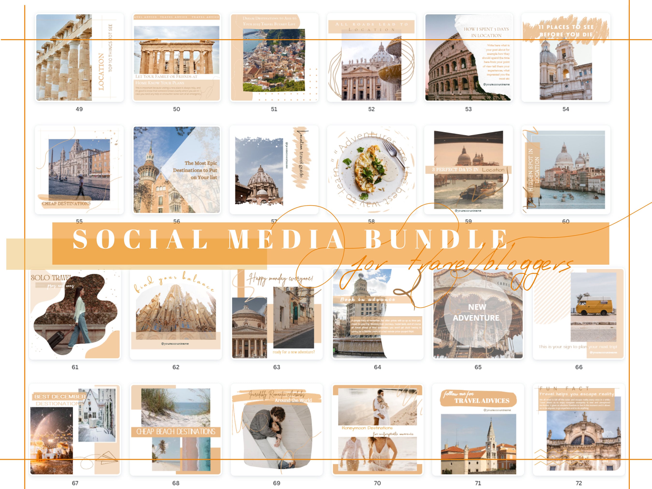 TRAVEL POSTS for Instagram Kit/fully Editable Canva Templates/ Ideas to ...