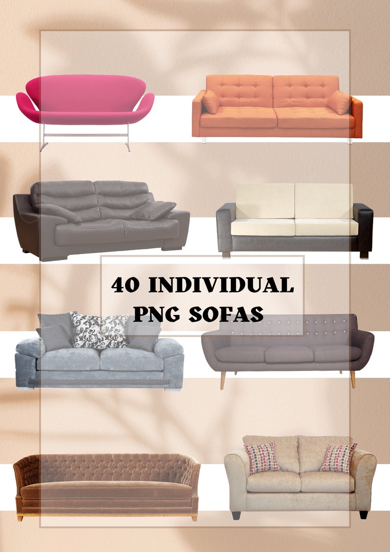 40 SOFAS Individual PNG / Photoshop Transparent PNG/ Interior Design ...