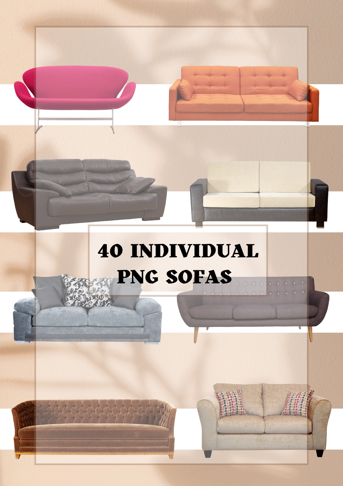 40 SOFAS Individual PNG / Photoshop Transparent PNG/ Interior Design ...