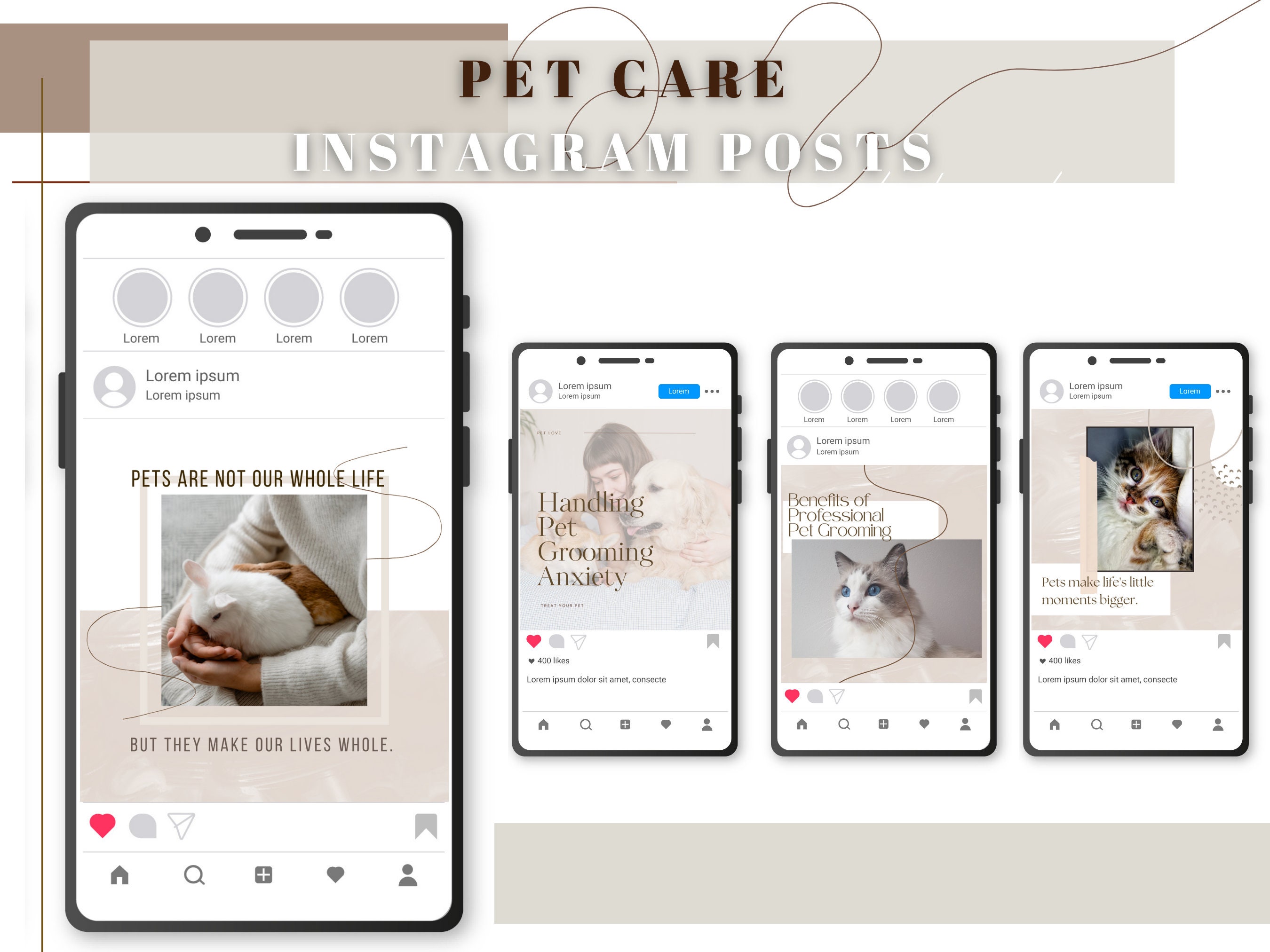 PET CARE Instagram Posts/ Fully Editable in Canva/ Pet Shop/ Animal ...