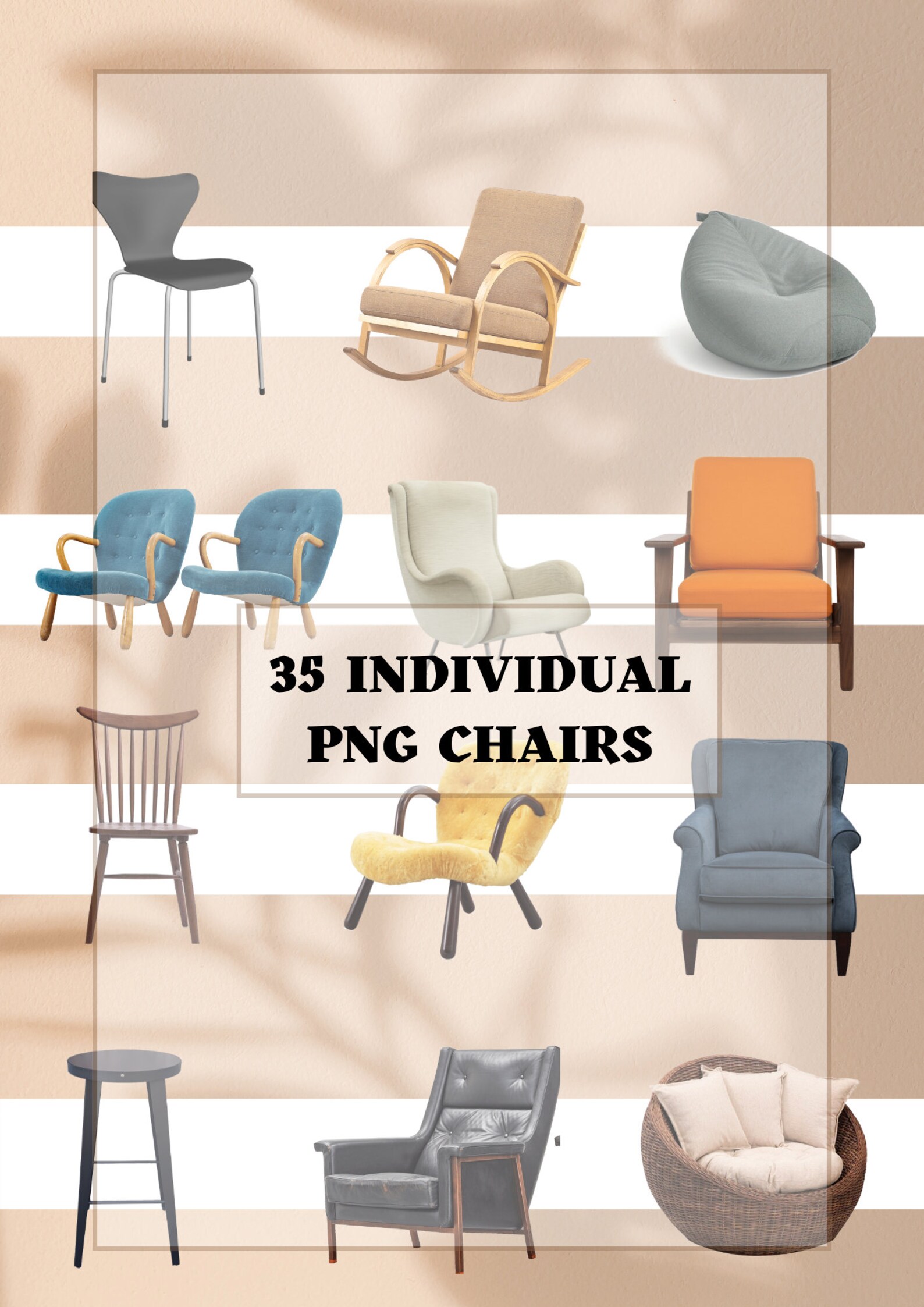 35 CHAIR Individual PNG / Photoshop Transparent PNG/ Interior Design Armchairs/ Moodboard Chairs ...