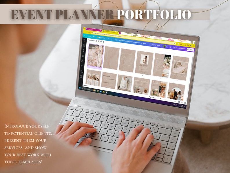 Event Planner Portfolio Templates: Marble Pink Theme (canva Editable ...