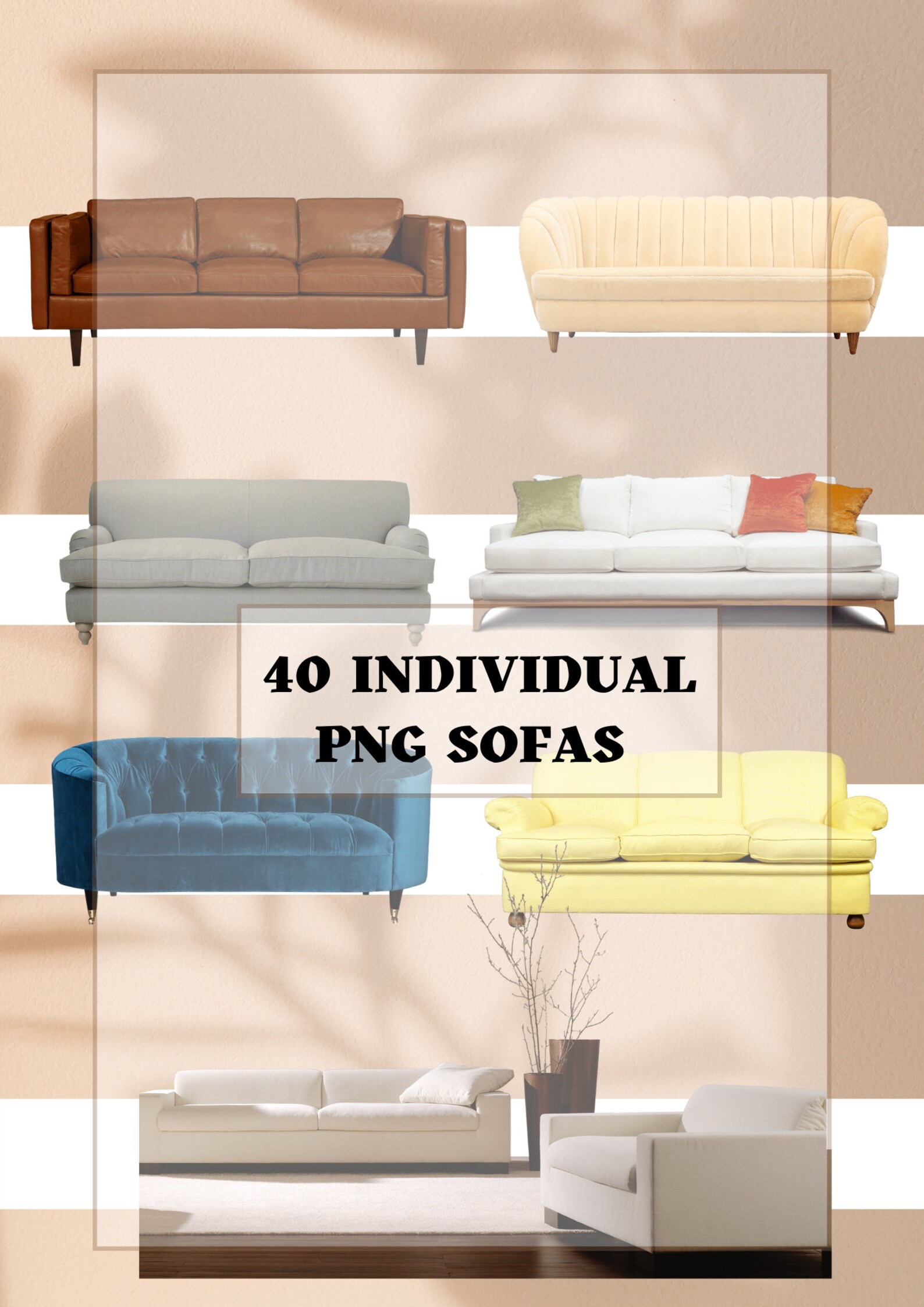 40 SOFAS Individual PNG / Photoshop Transparent PNG/ Interior Design ...