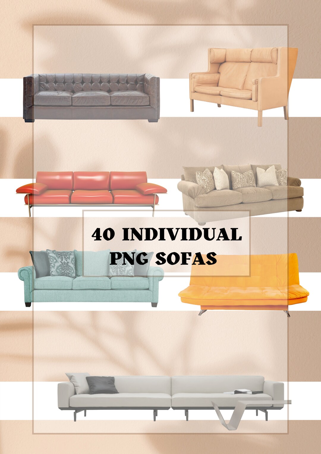 40 SOFAS Individual PNG / Photoshop Transparent PNG/ Interior Design ...