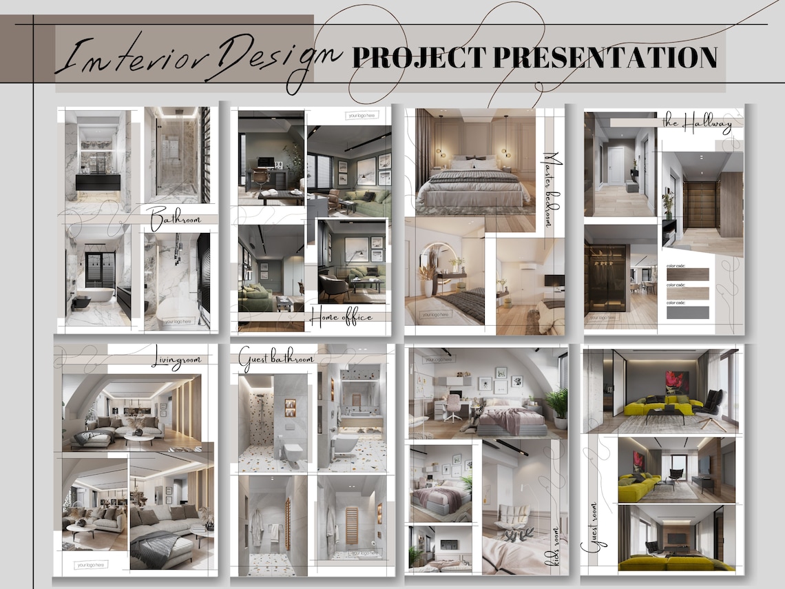 INTERIOR DESIGN Project Presentation Templates Made in CANVA/ Shopping ...